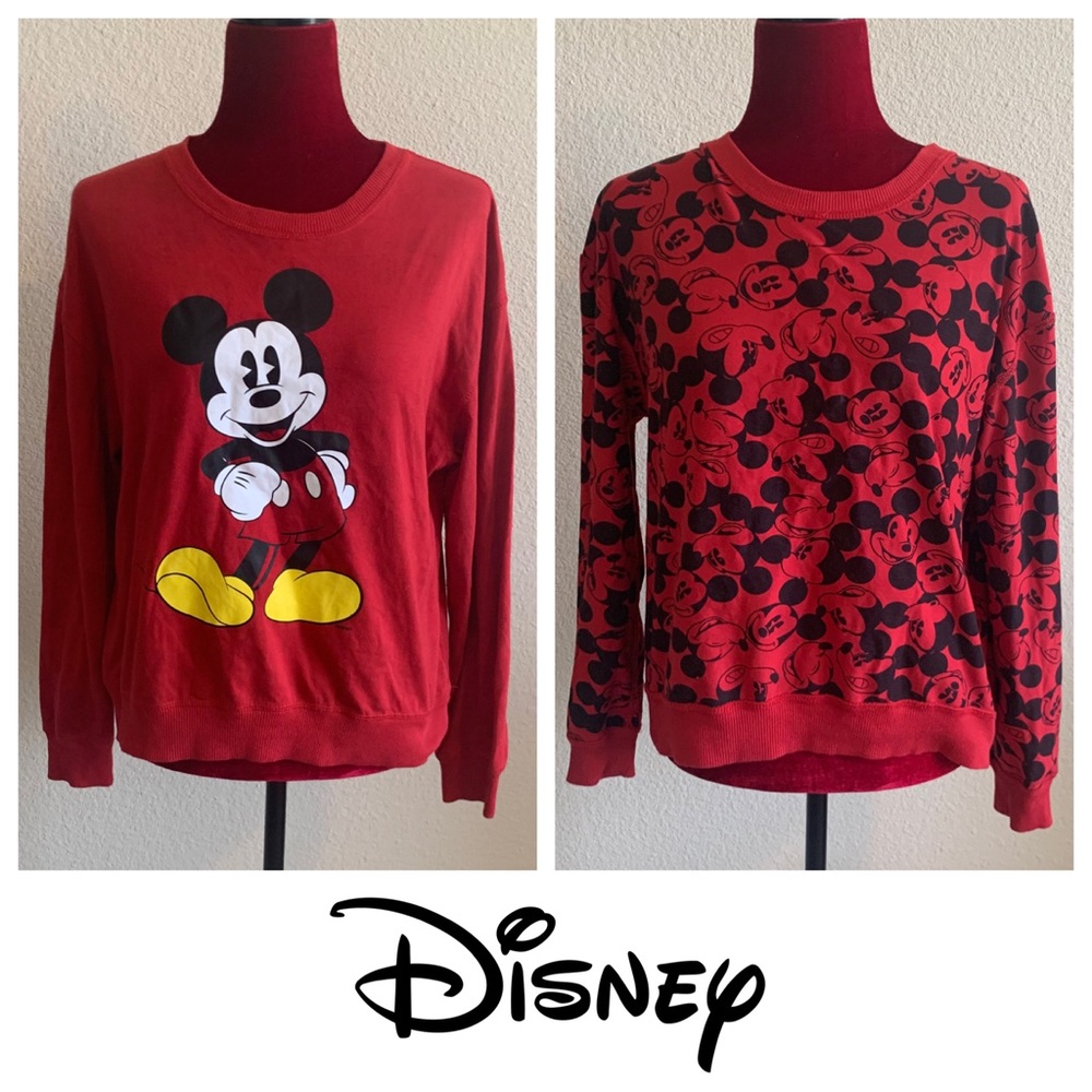 Red Reversible Mickey Mouse Light Sweatshirt { Disney… - Gem